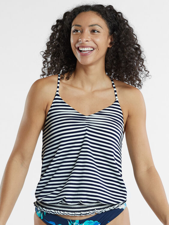 Blouson Tankini Carve Designs: Steady Navy Stripe | Title Nine