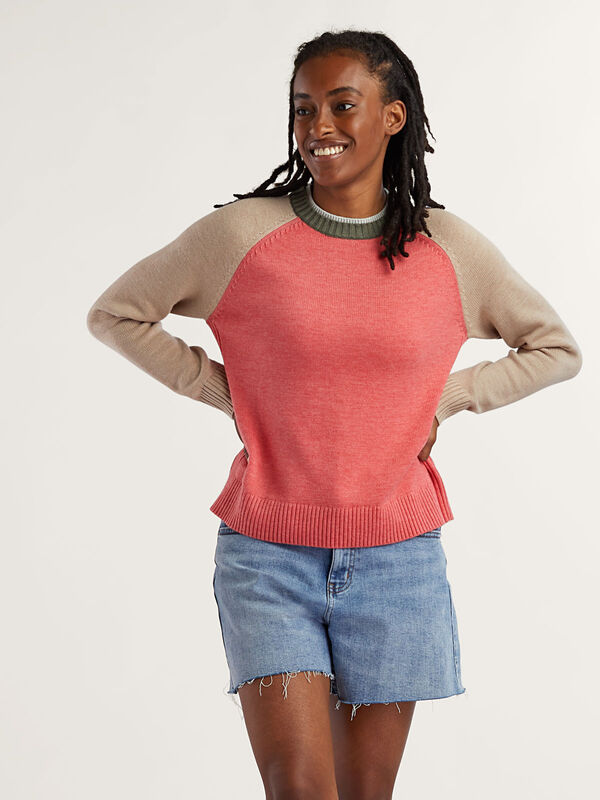 Women's Mendocino Crew Neck Sweater Colorblock | Title Nine