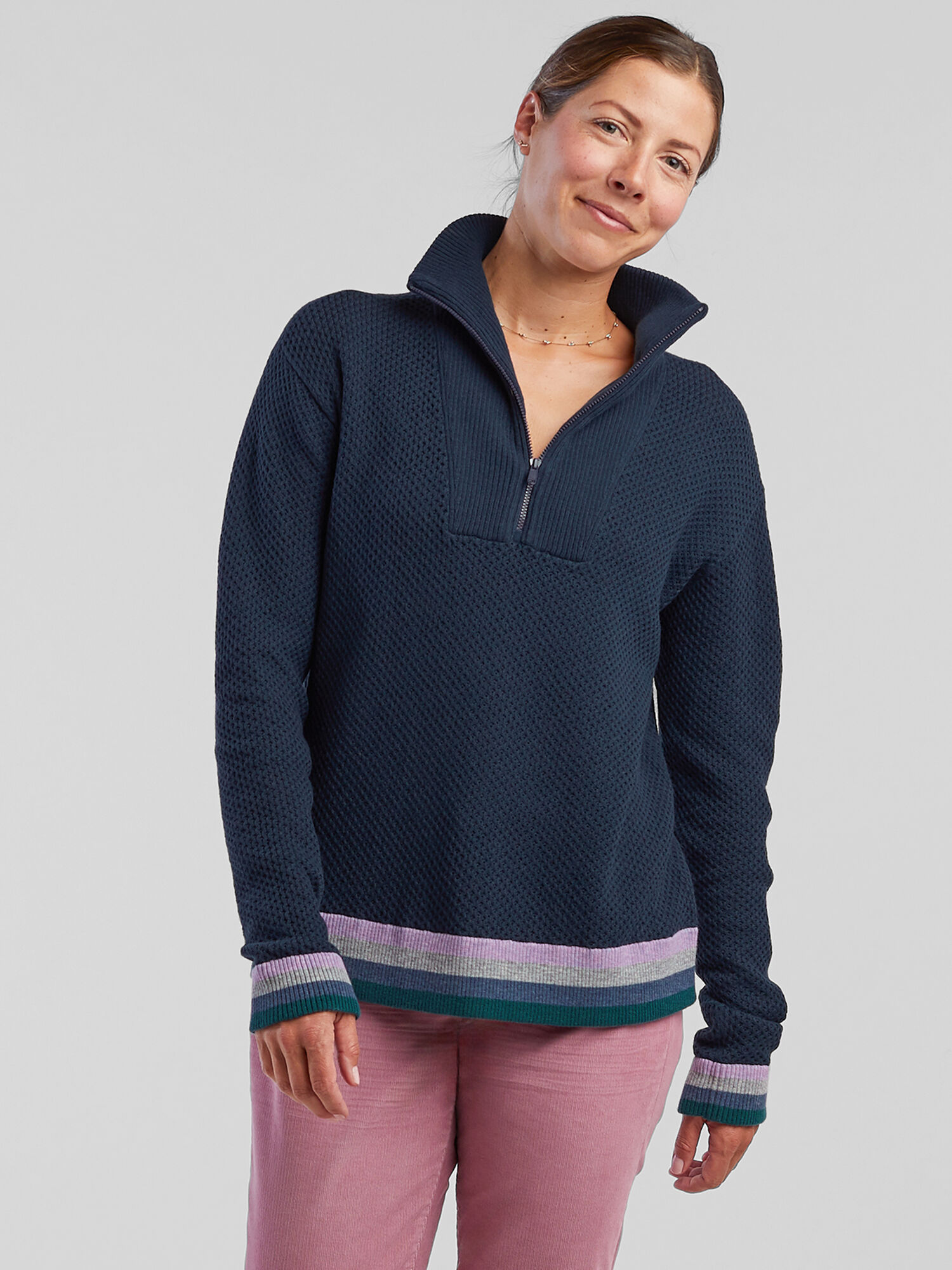 Women's 1/4 Zip Up Sweater: Woolicious Stripe | Title Nine