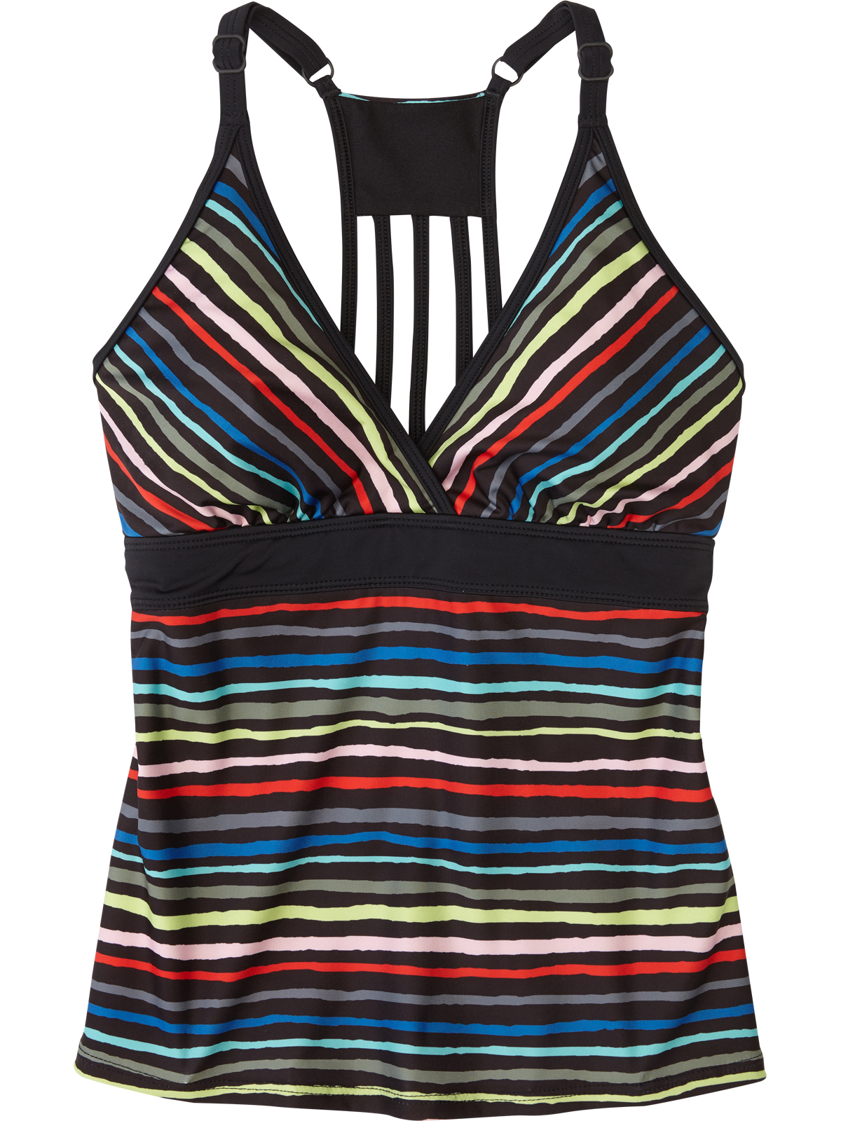 Racerback Tankini Top Black Tide Stripe | Title Nine